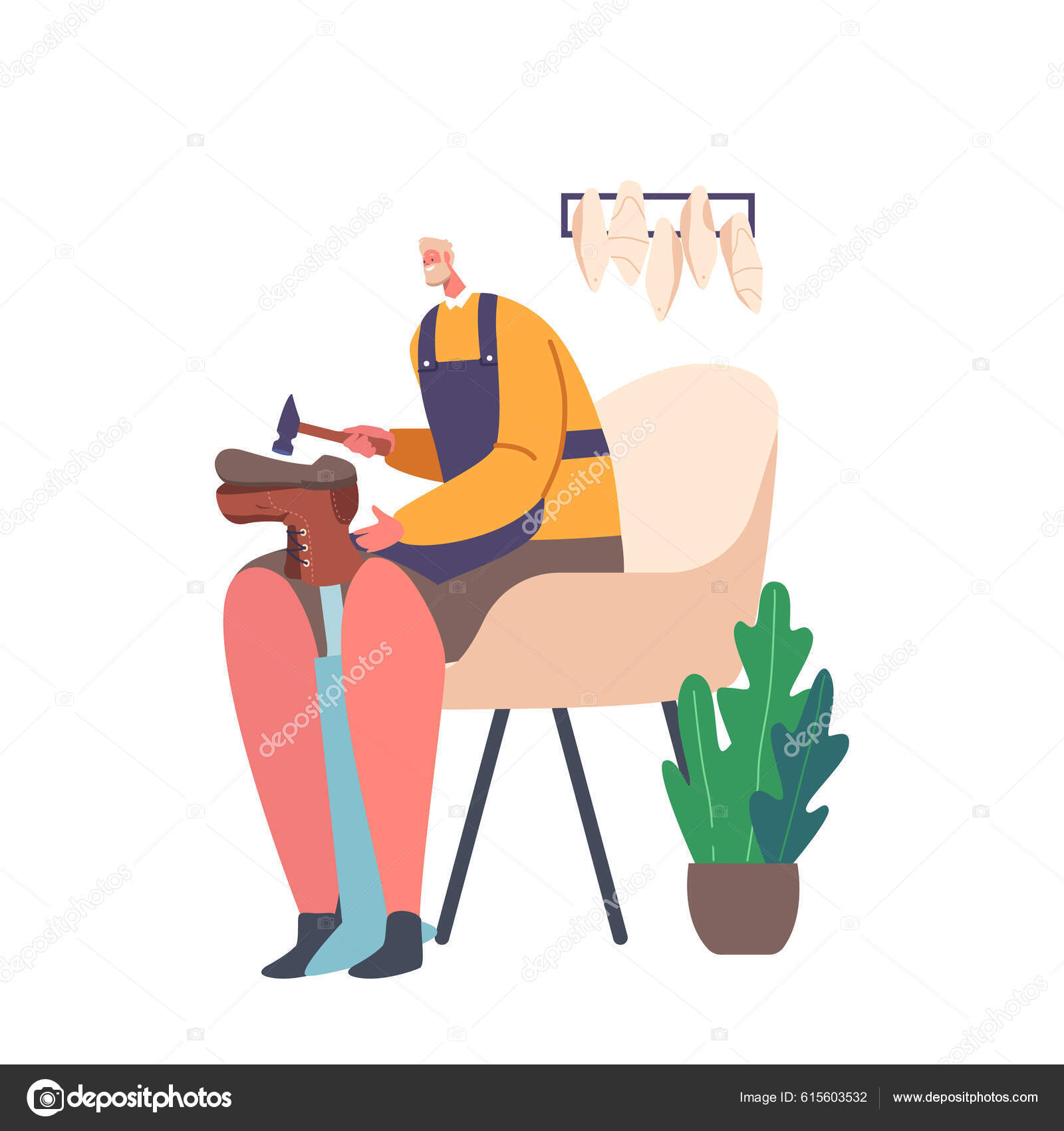 Artisan At Work Cartoon