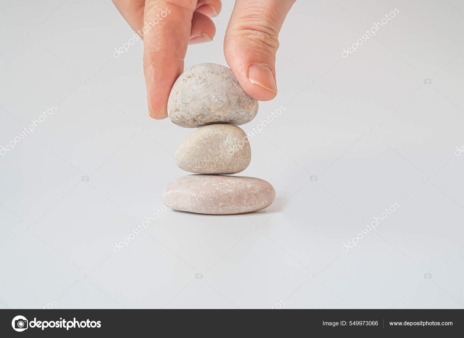 Hand Holding Pile White Natural Stone Isolated White Background Your ...