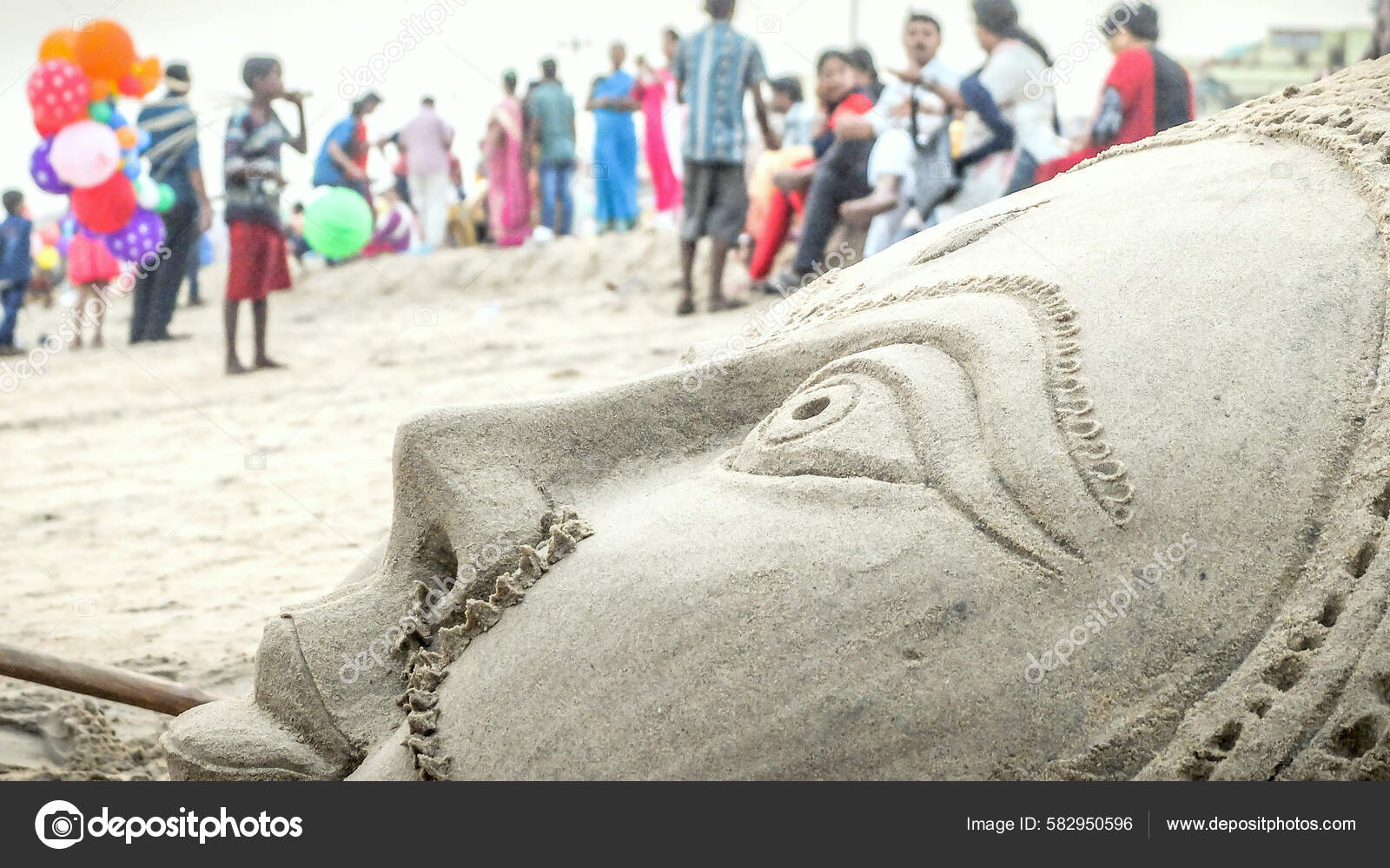 Puri Orissa India March 2018 Sand Sculpture Indian Deity Made — Stock ...