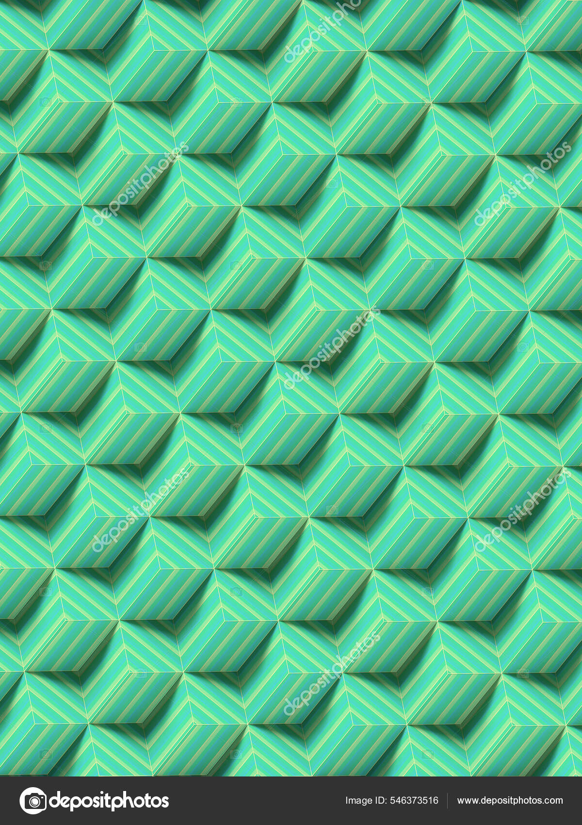 Orthographic Projection Rectangles Covered Green Colored Striped ...