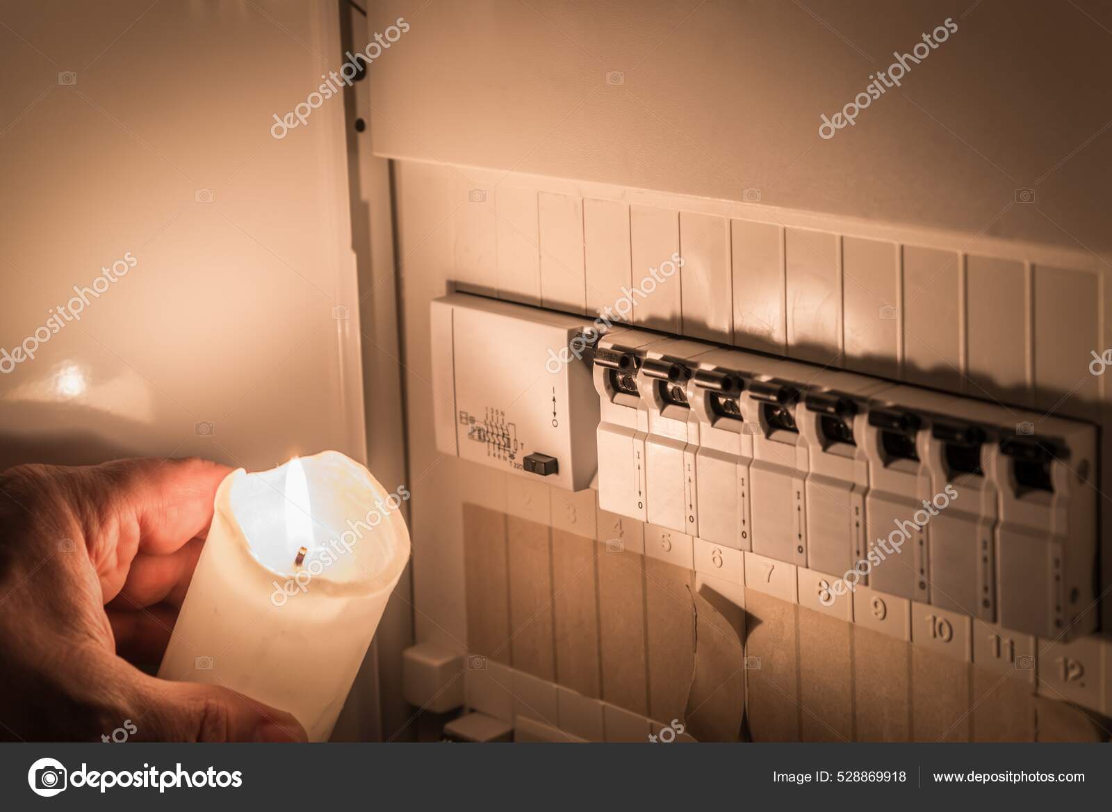 Fuse Box Fuses Distribution Box Power Outage Illuminated White Candle ...