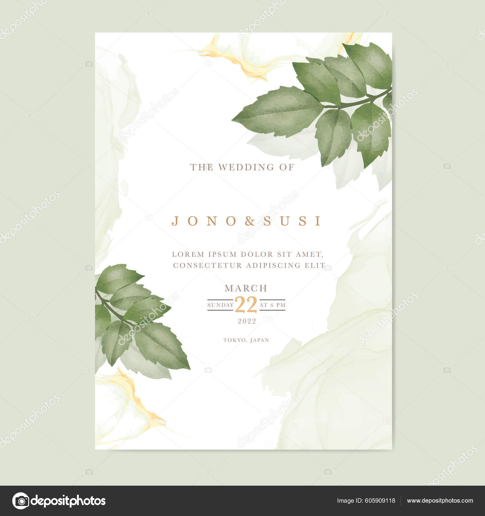 Hand Drawn Wedding Card Template Stock Vector by ©superelja 605909118
