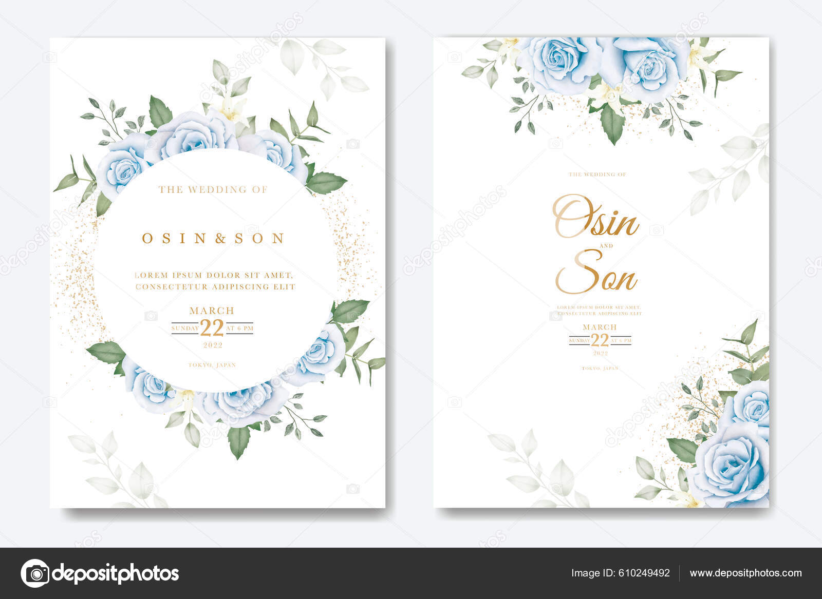 Navy Blå Blomster Bryllup Invitation Kort Stock-vektor af ©superelja ...