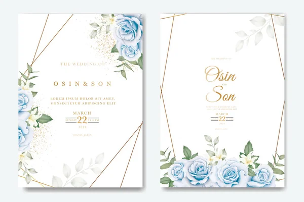 Navy Blå Blomster Bryllup Invitation Kort Stock-vektor af ©superelja ...