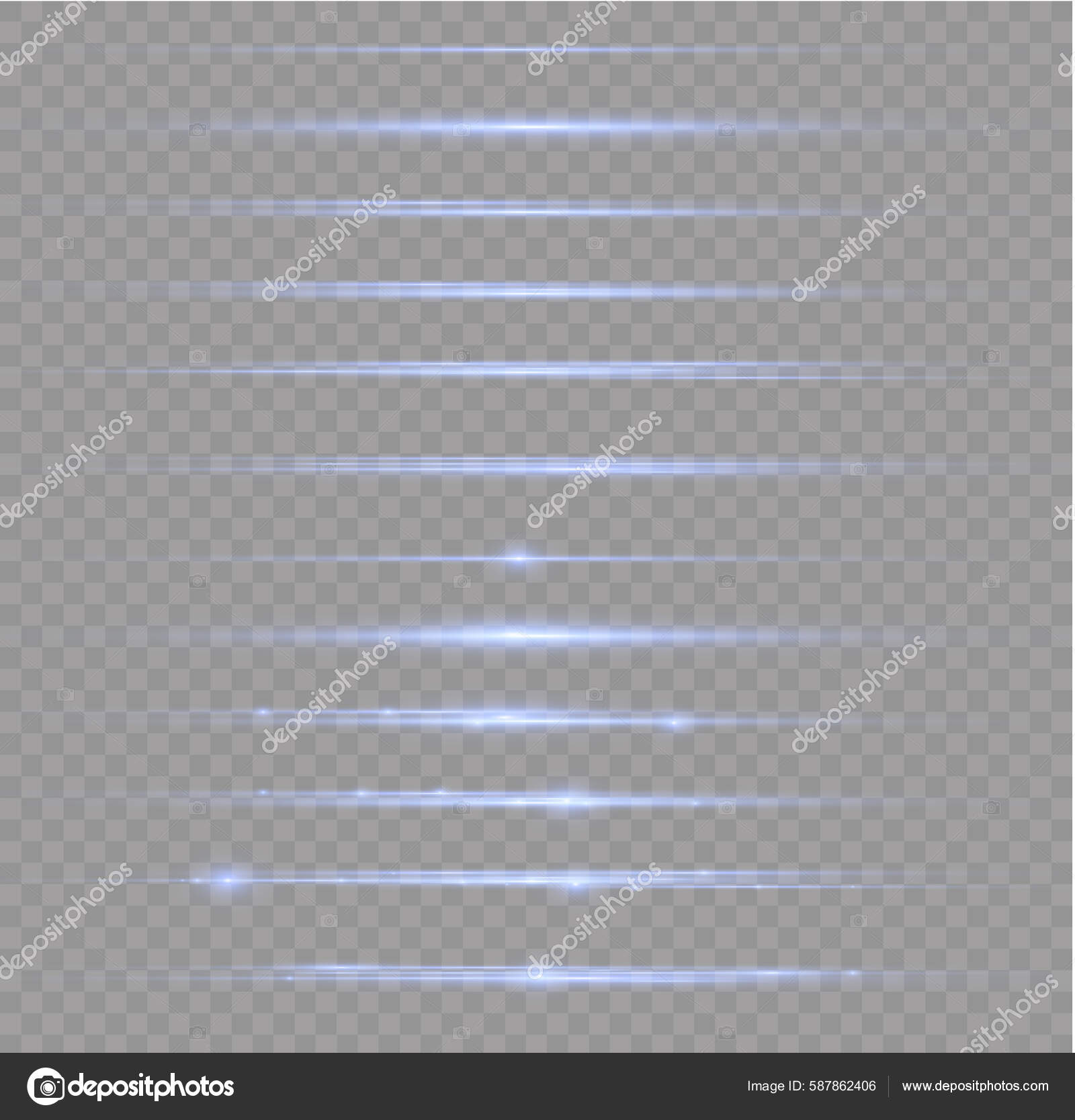 Flashes Glares Glowing Light Line Bright Blue Glowing Lines Isolated ...