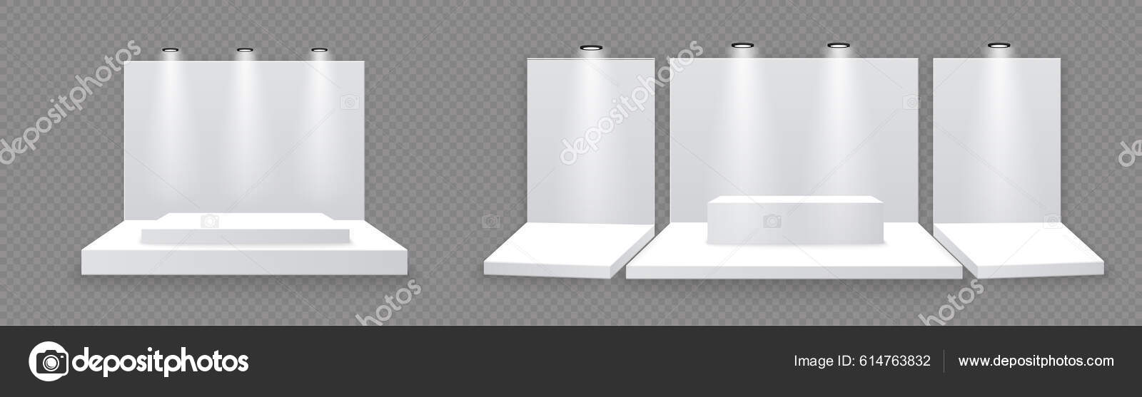 Exhibition Stand White Empty Advertising Stand Desk Vector White Blank ...