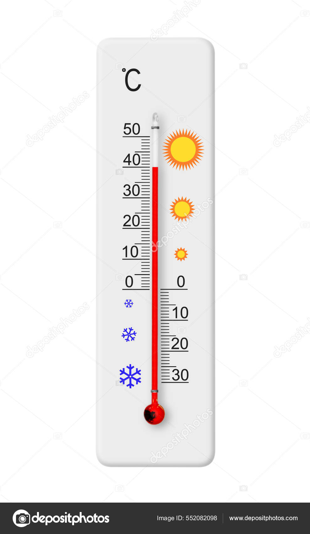 Celsius Scale Thermometer Isolated White Background Ambient Temperature ...
