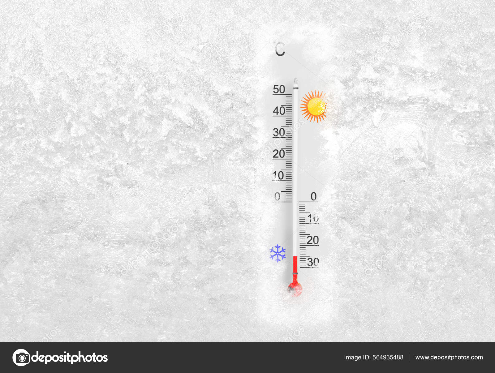 Outdoor Thermometer Frozen Window Shows Degrees Celsius Temperature ...