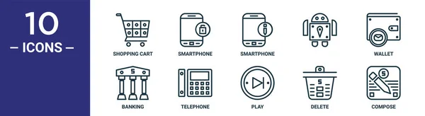Ecommerce Shopping Outline Icon Set Includes Thin Line Crown Barcode Stock Vector by ©free ...