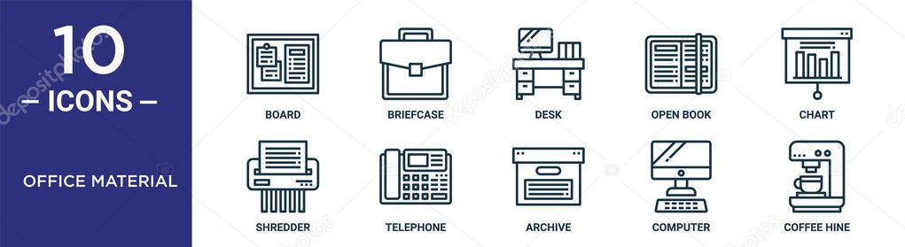 conjunto de iconos de esquema de material de oficina incluye tablero de ...