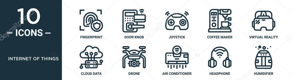 internet of things outline icon set includes thin line fingerprint ...