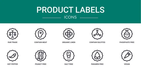 Product Labels Outline Icon Set Includes Thin Line Contain Nut Stock ...