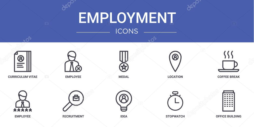 conjunto de 10 iconos de empleo web esquema tales como curriculum vitae ...