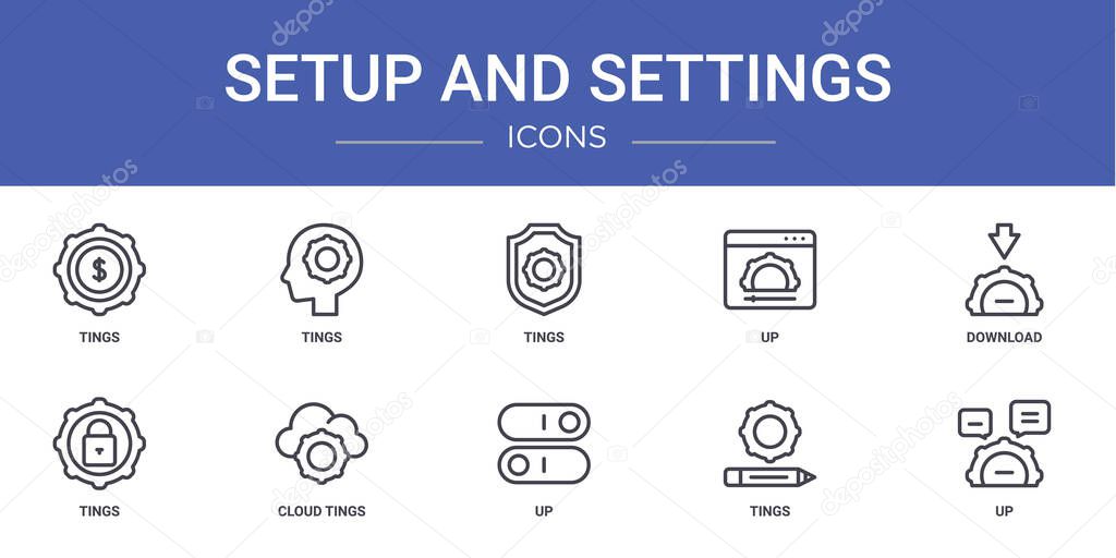 conjunto de 10 esquemas de configuración web e iconos de configuración ...