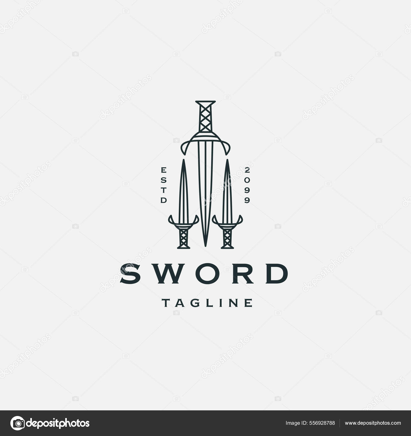 Sword Line Logo Icon Design Template Flat Vector Stock Vector Image by ...
