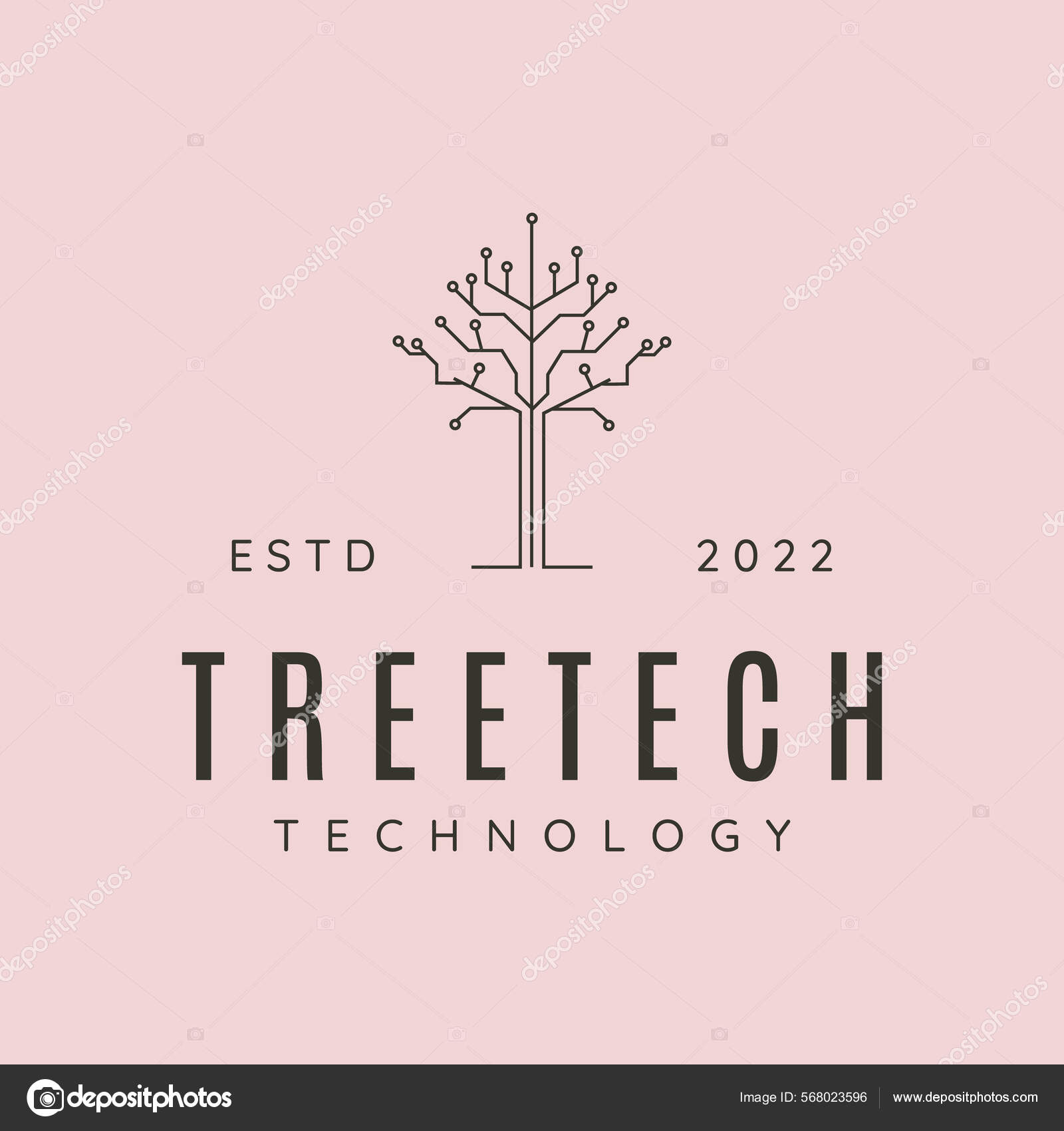 Tree Technology Line Art Logo Vector Symbol Illustration Design Stock ...