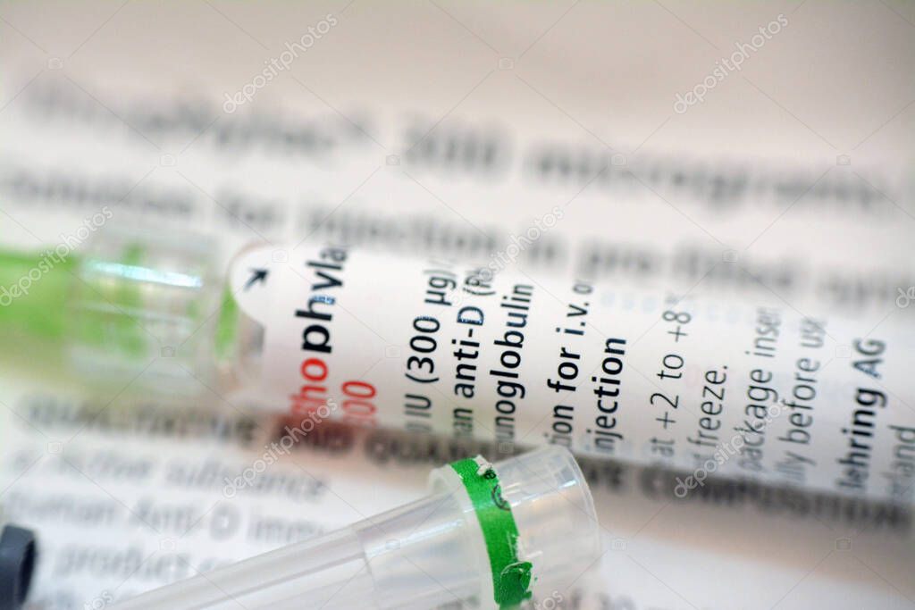 Cairo, Egipto, 17 de enero de 2022: Inmunoglobulina humana anti-D (Rh) Rhophylac 300 g ...