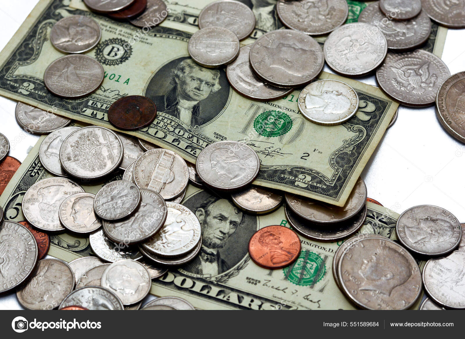 Background Old American Money Banknotes Coins Currency Different Notes ...