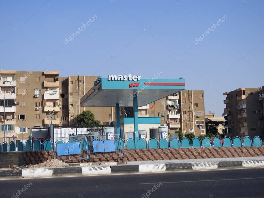 Cairo, Egypt, August 19 2022: Master gas and oil station for natural gas for vehicles and trucks ...