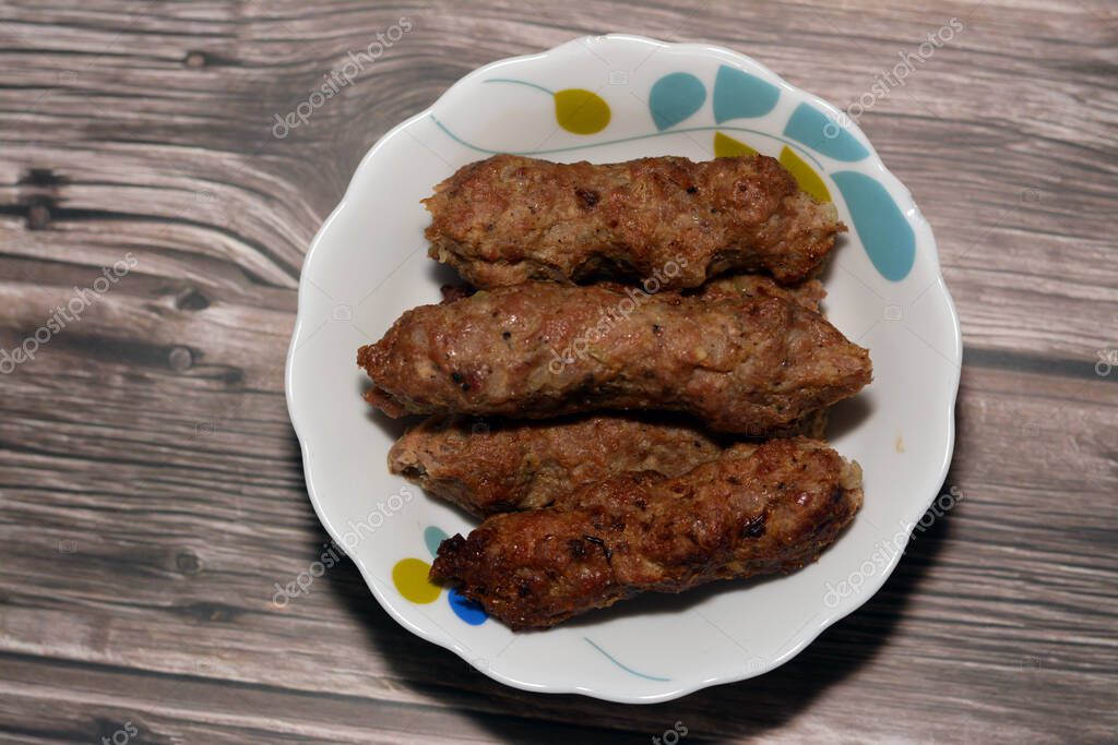 Arabic cuisine traditional food beef Kofta, kebab and tarb kofta which ...