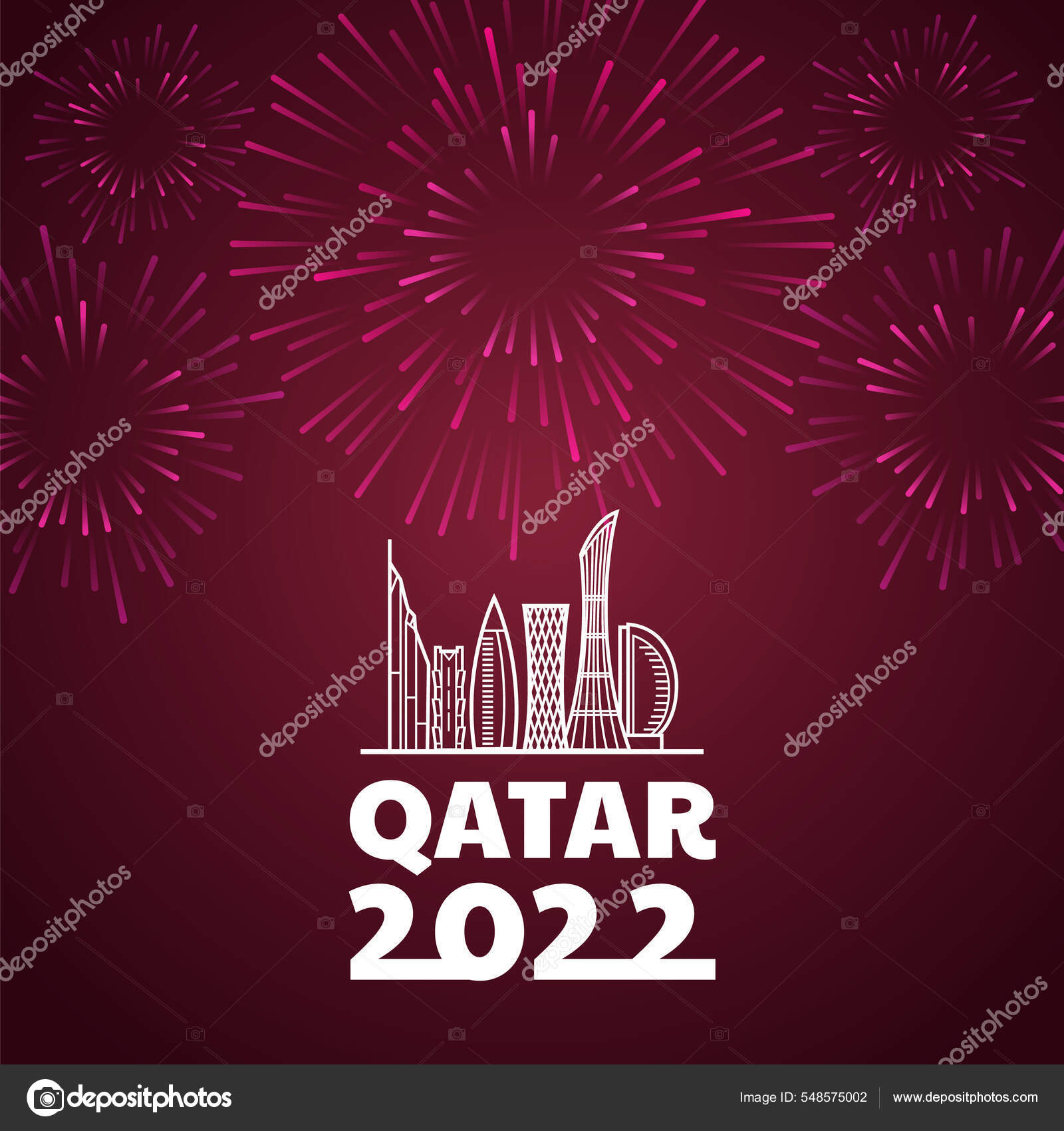 Qatar 2022 Celebration Fire Work Background Stock Vector by ©Pacharada ...