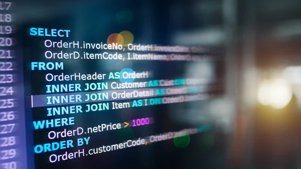 Sql Structured Query Language Code Computer Monitor Database Server ...