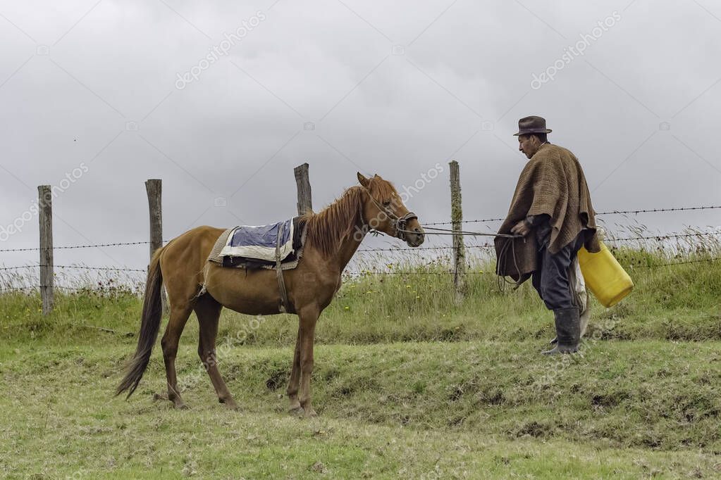Choconta, Colombia, May 29 2022 : typical rural scene of a Colombian ...