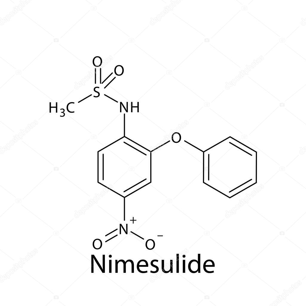 Estructura molecular de nimesulida, fórmula química esquelética plana ...