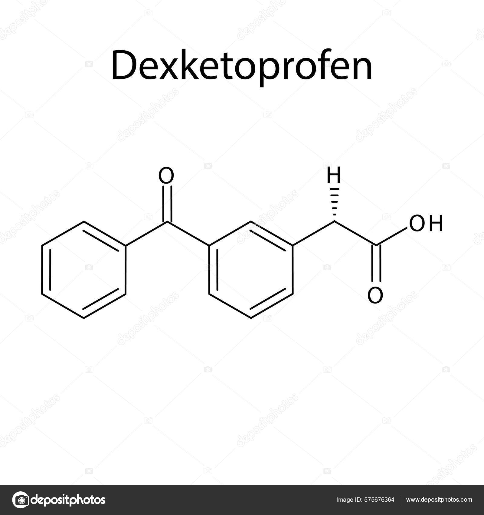 Dexketoprofen Molecular Structure Flat Skeletal Chemical Formula Nsaid ...