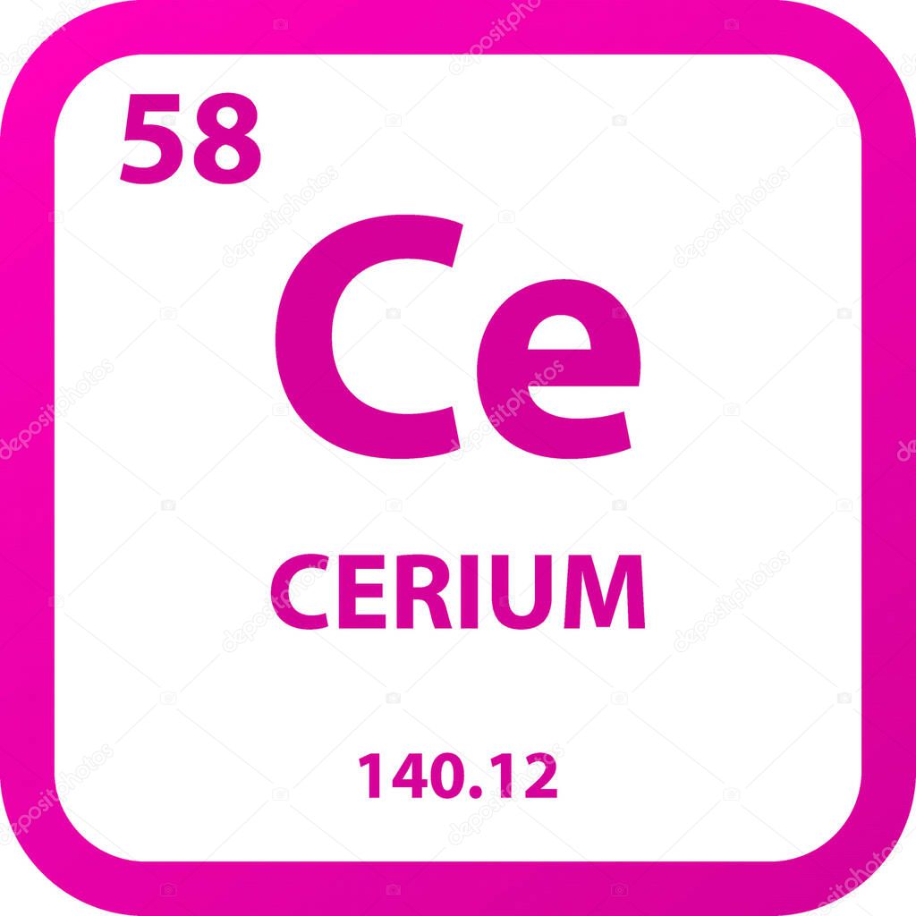 Ce Cerium Lanthanide Chemical Element Tabla peri dica. Ilustraci n simple de vector cuadrado ...