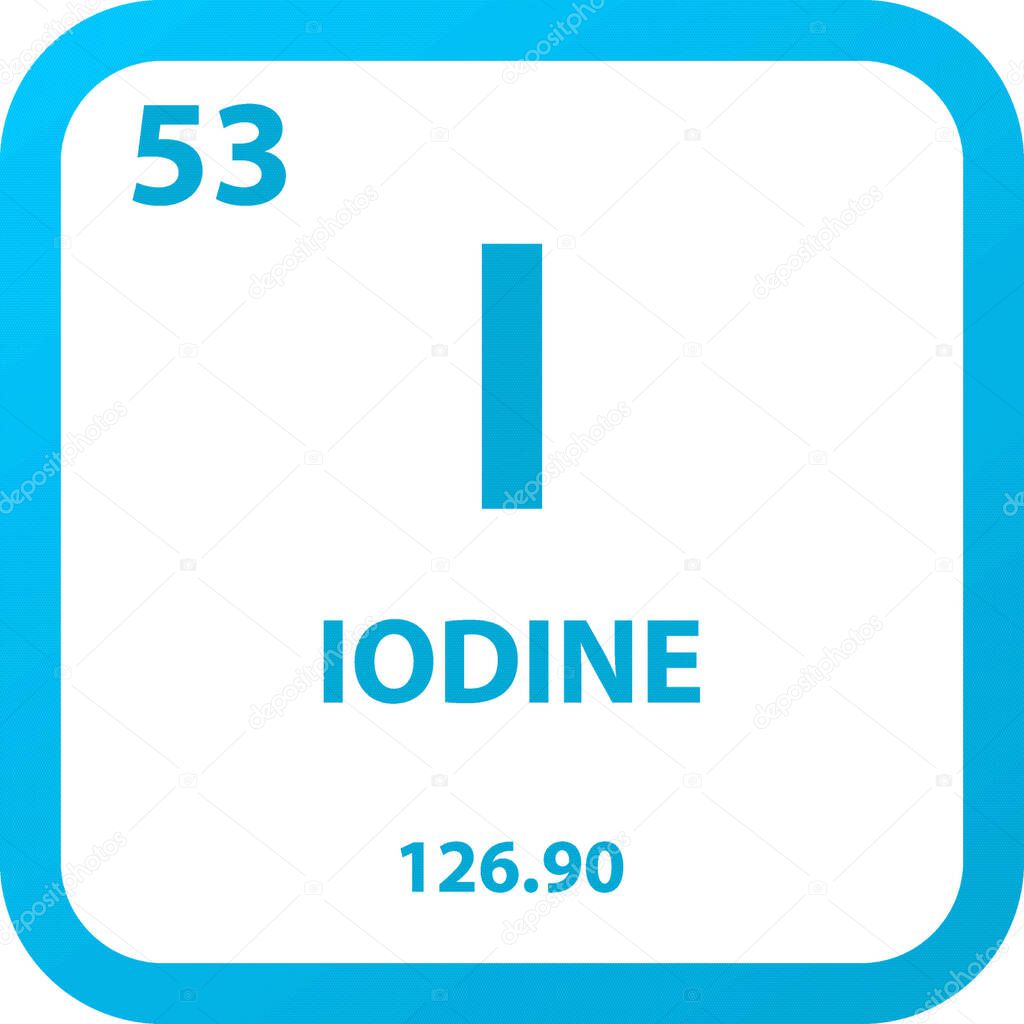I Yodo Elemento químico halógeno Tabla periódica. Ilustración simple de ...