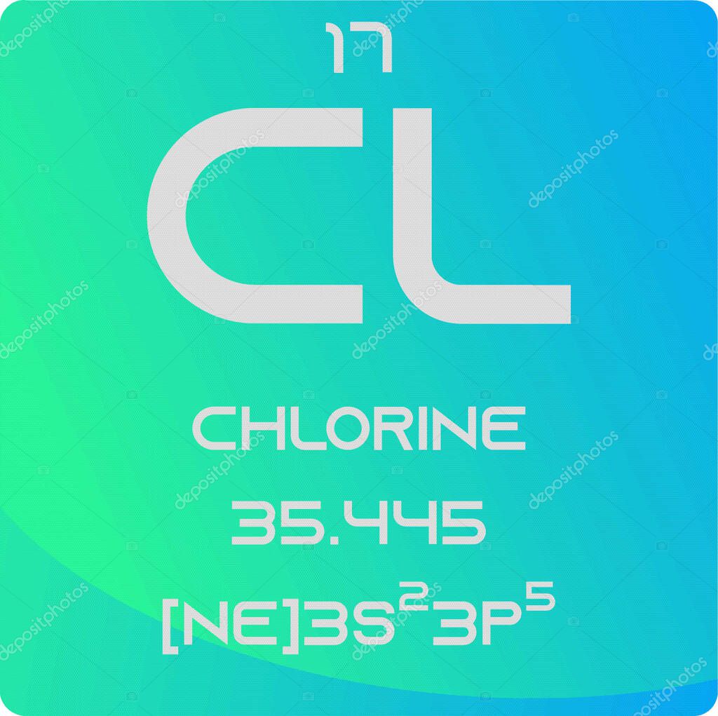 Cloro Cloro Halógeno Elemento químico Tabla periódica. Ilustración ...