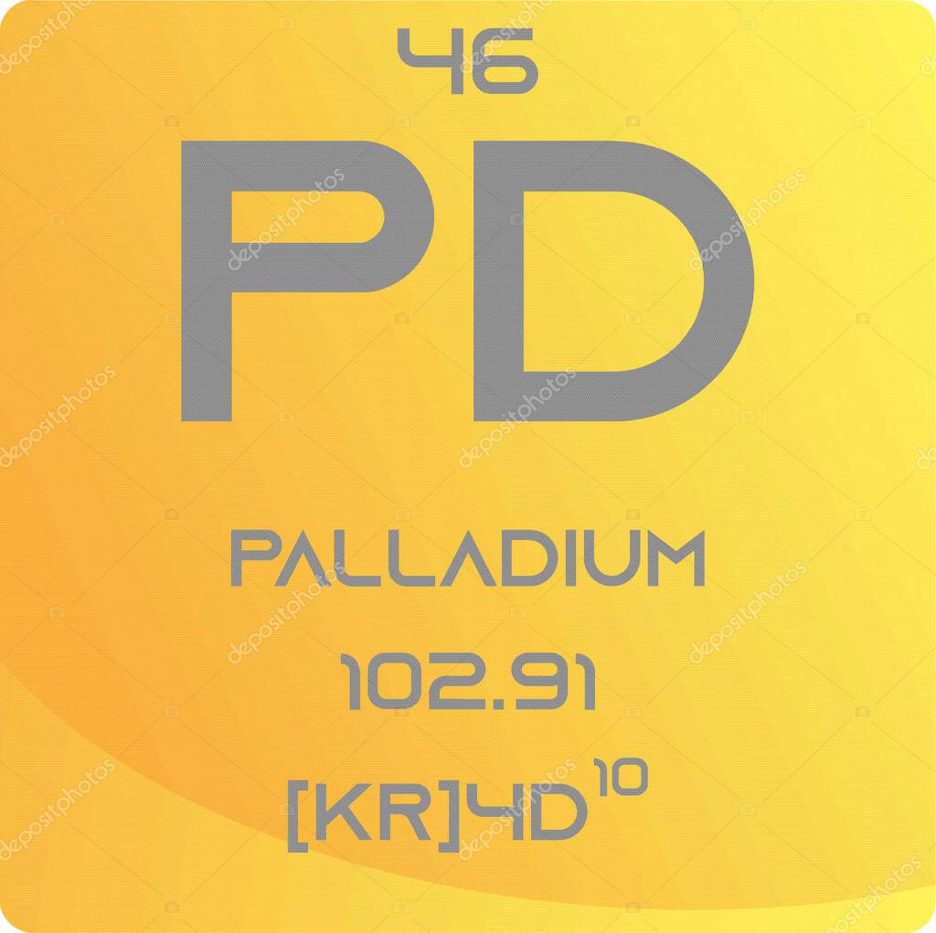 Pd Palladium Transition metal Chemical Element Tabla periódica. Ilustración simple de vector ...