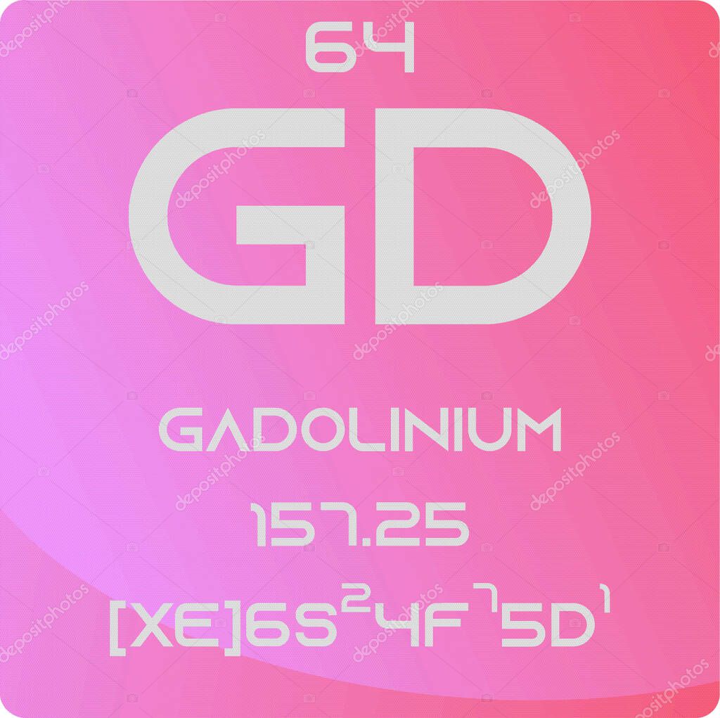 Gd Gadolinium Lanthanide Chemical Element Tabla periódica. Ilustración ...