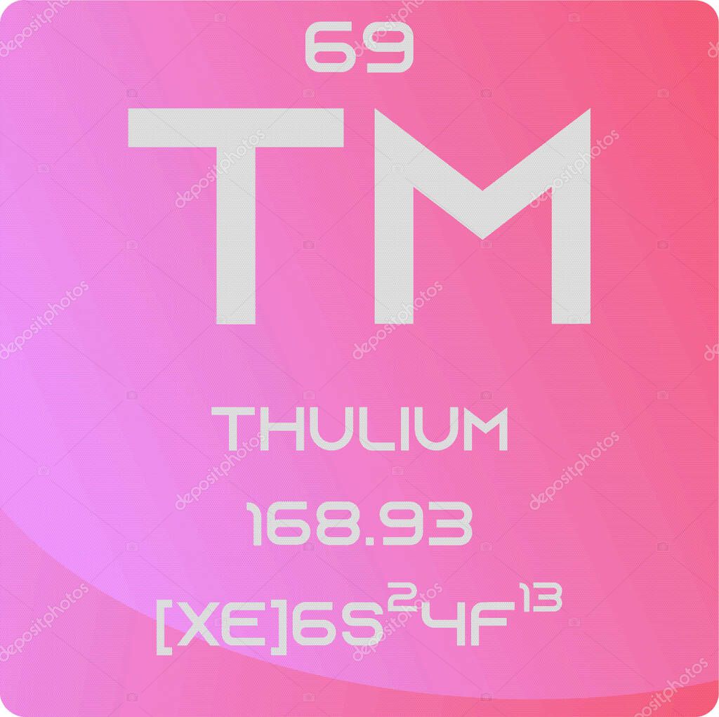 Tm Thulium Lanthanide Chemical Element Tabla periódica. Ilustración simple de vector cuadrado ...