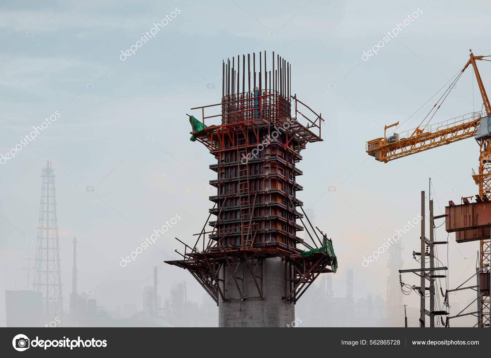 Steel Formwork Shuttering Concrete Poles Bridge Piers Stock Photo by ...