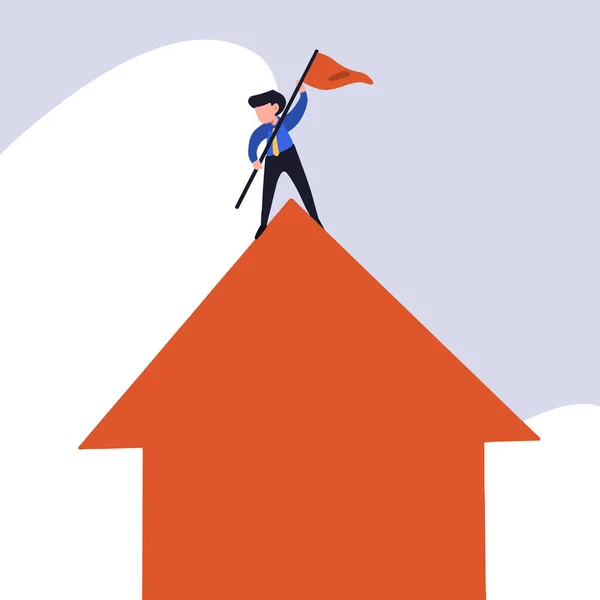 Cartoon Flat Style Drawing Happy Businessman Standing Top Big Horse ...