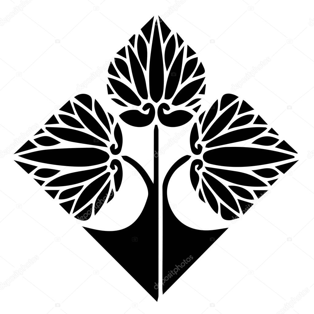 Símbolo de cresta kamon del clan japonés. Símbolo de sello de familia ...