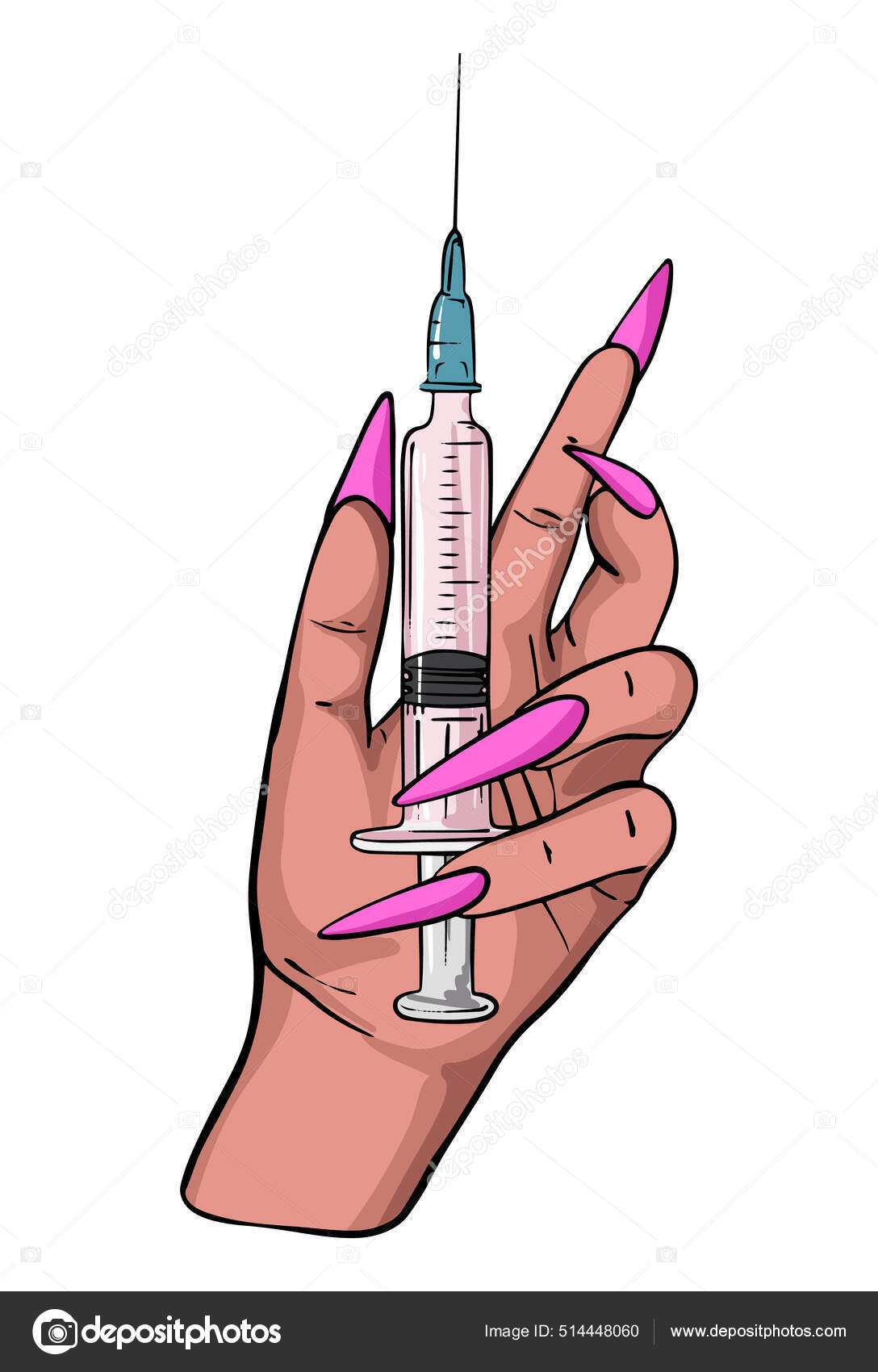 Hand Syringe Beauty Injection Plastic Surgery Procedure Illustration ...