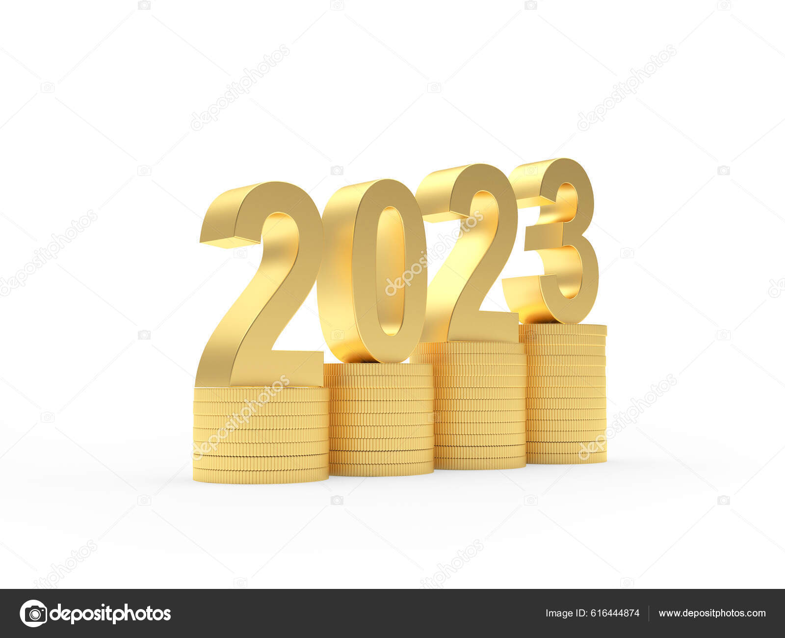 Stacks Gold Coins Number 2023 Them Illustration — Stock Photo ...