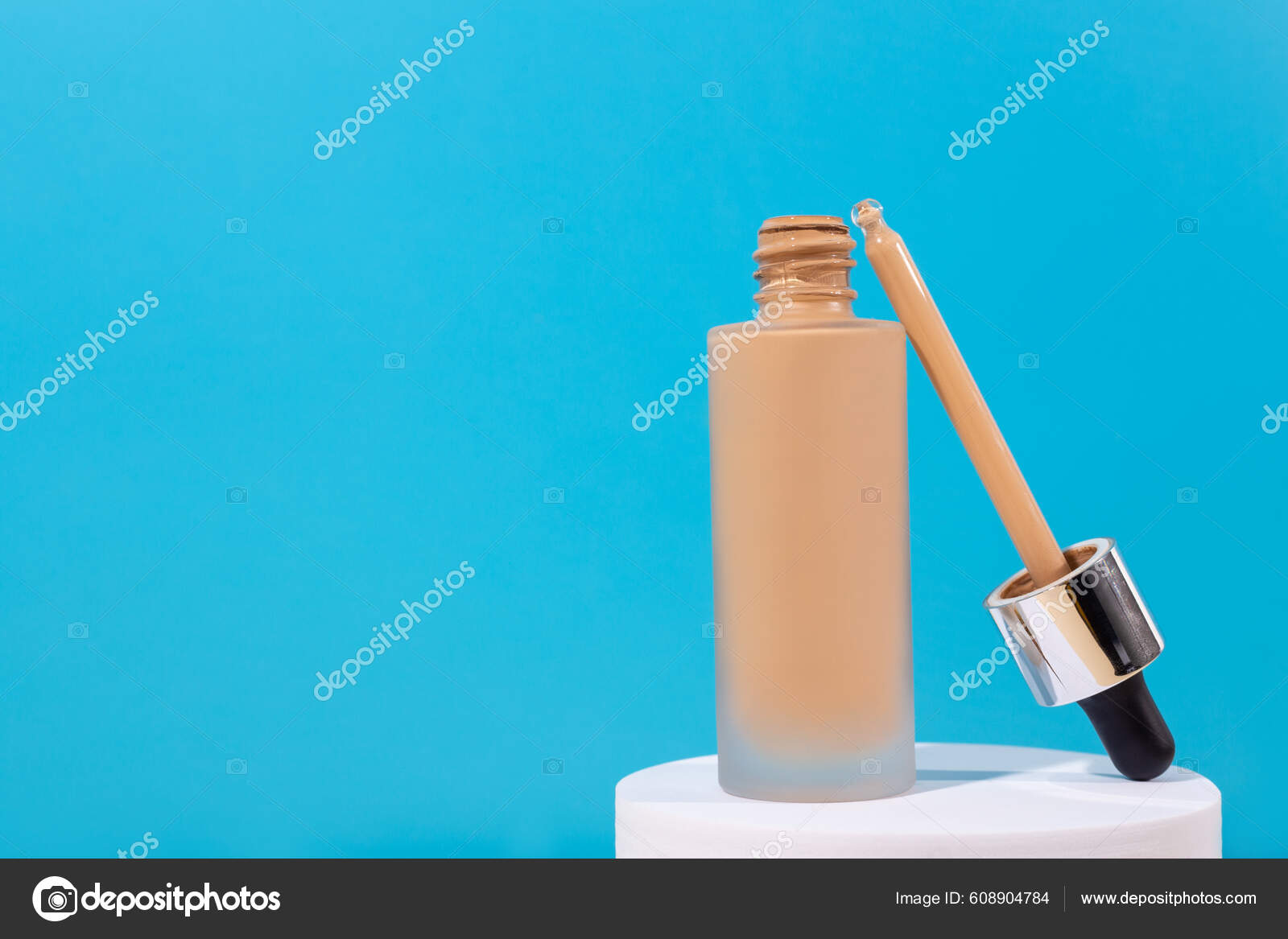Opened Bottle Foundation Liquid Beige Cream Stand White Podium ...