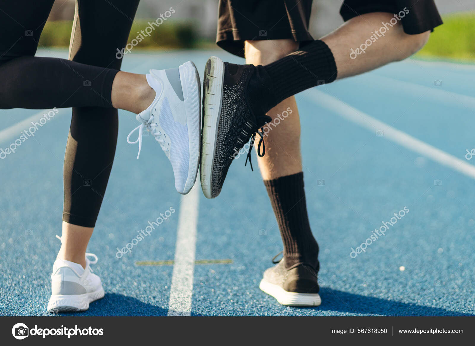 Legs Runners Dawn Jogging Stadium Training Athletes — Stock Photo ...
