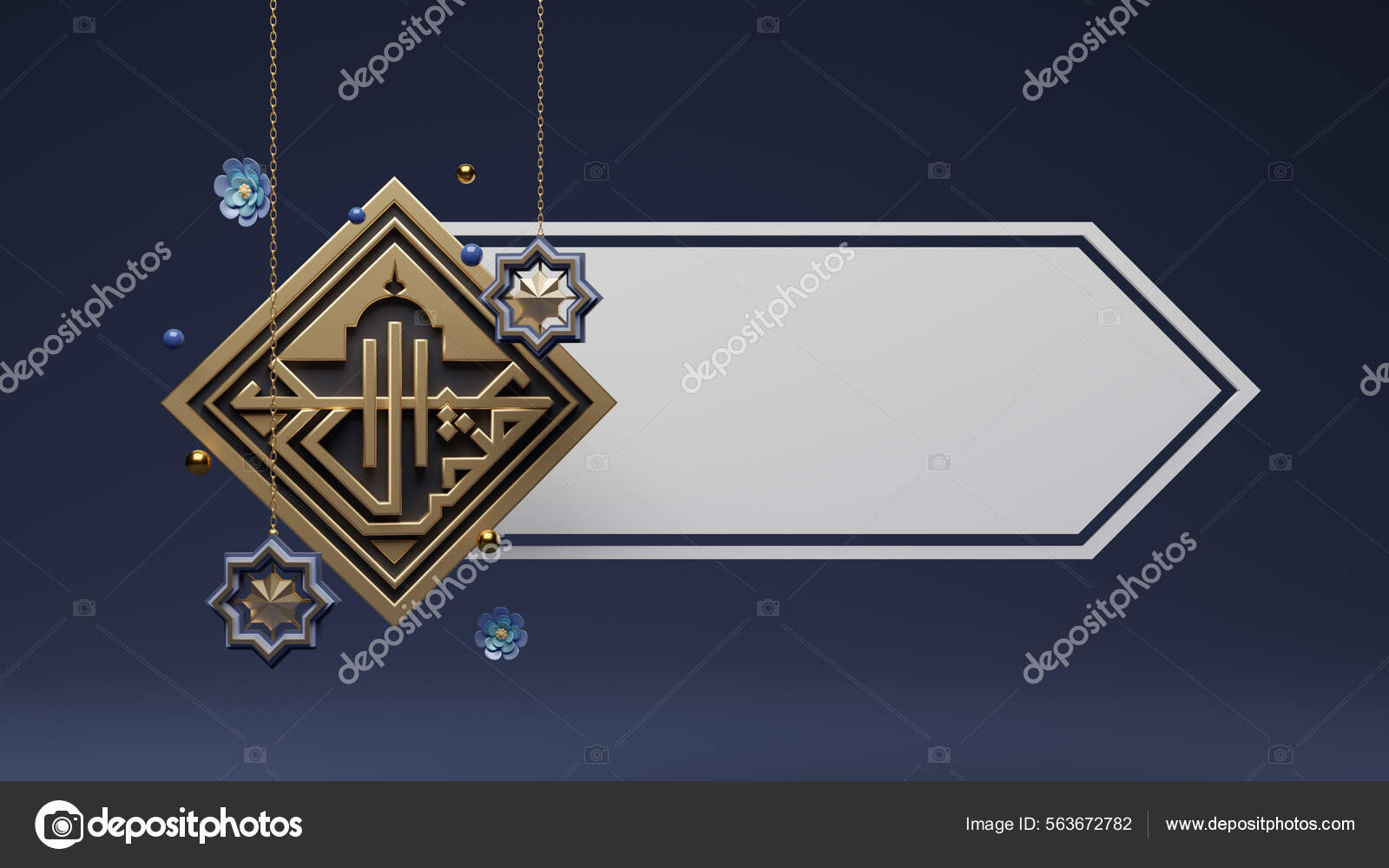 Rendering Islamic Background Ramadan Instrument Dark Blue Background ...