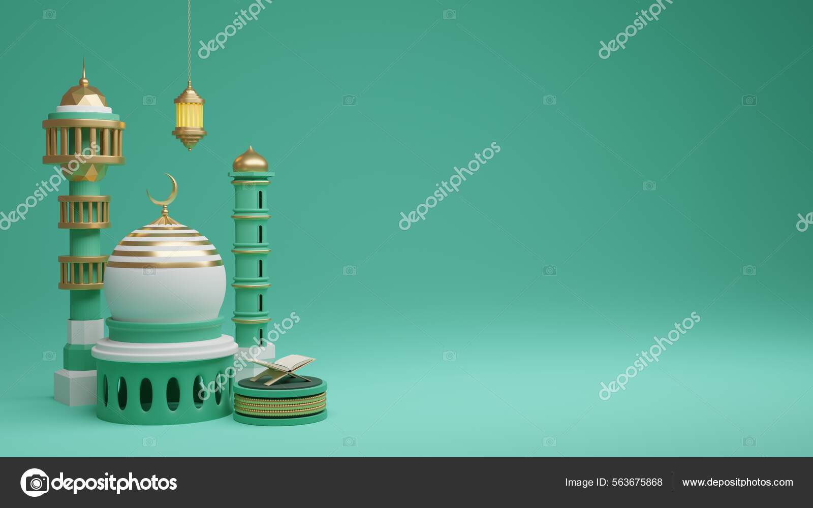 Islamic Background Rendered Mosque Dome Space Text Use Ramadan Eid ...