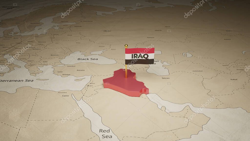 3d map of Iraq, Celebrate happy Independence day. Social Media post ...
