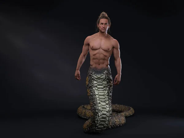 Render Human Snake Hybrid Male Creature Half Snake Half Human Stock ...