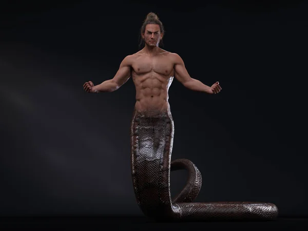 Render Human Snake Hybrid Male Creature Half Snake Half Human Stock ...