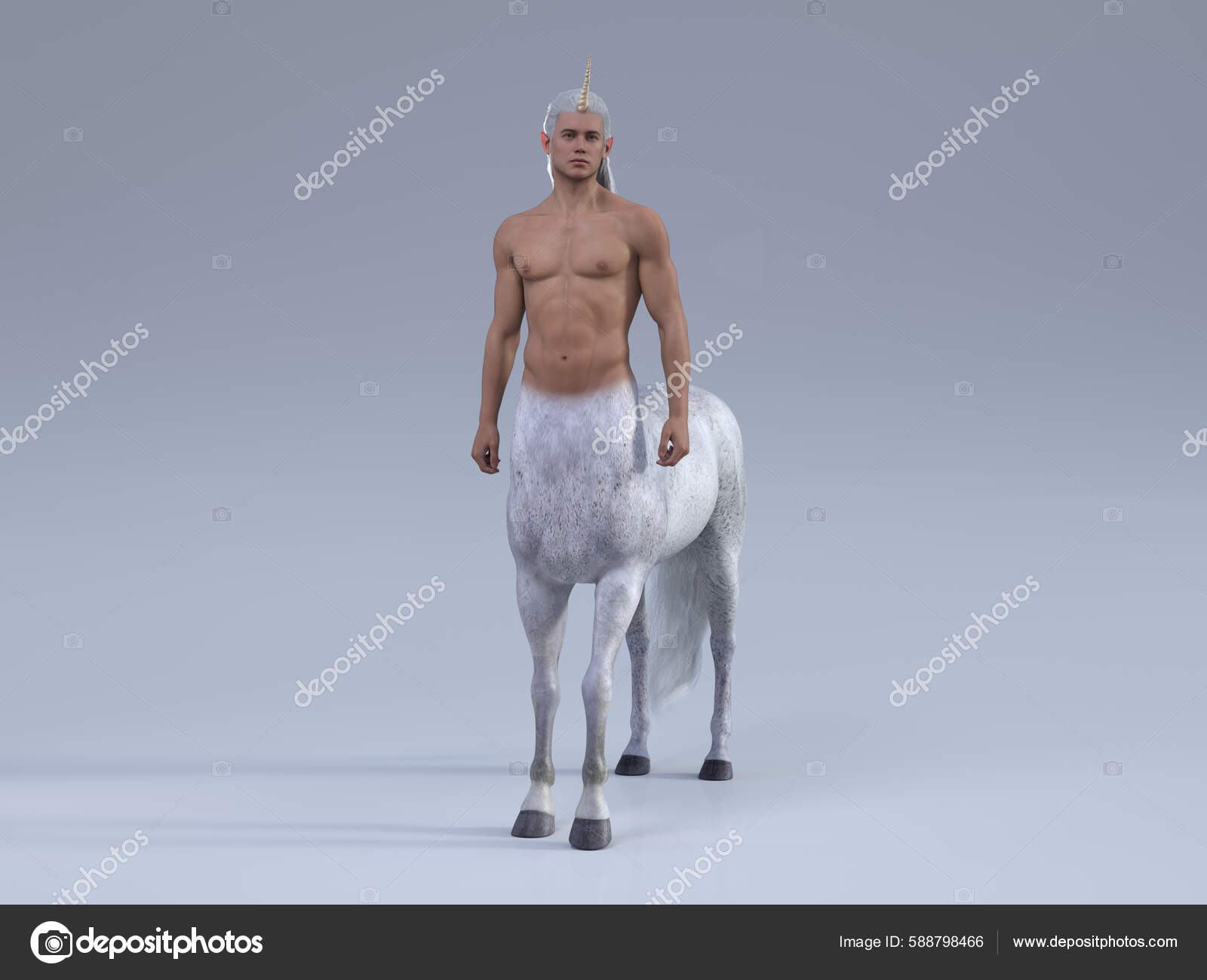 Rendering Portrait Handsome Male Centaur Posing His Body Studio ...