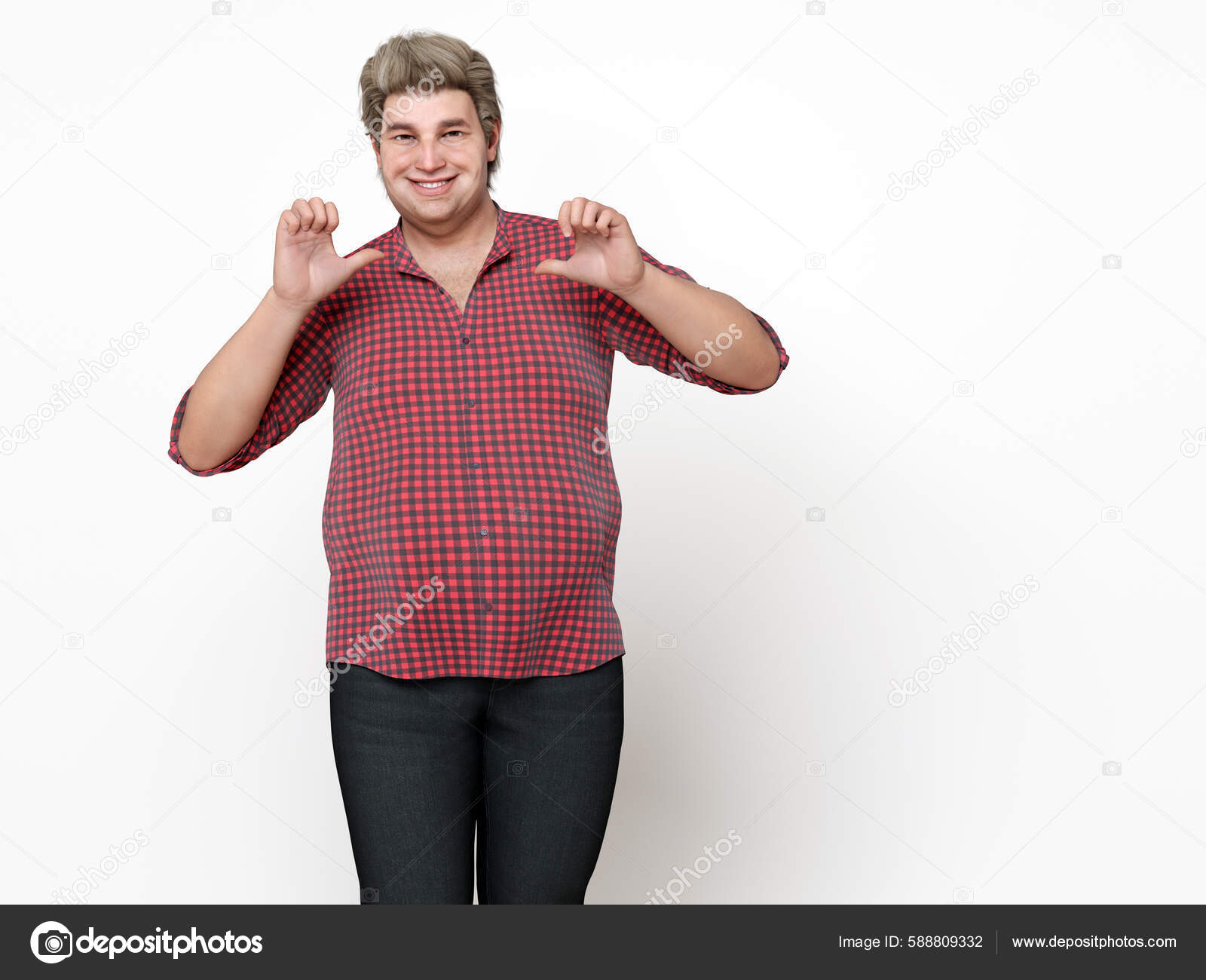 Render Portrait Standing Endomorph Overweight Male Body Type Size Man ...