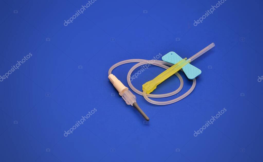 Aguja de cánula intravenosa de mariposa con bloqueo de seguridad Se ...